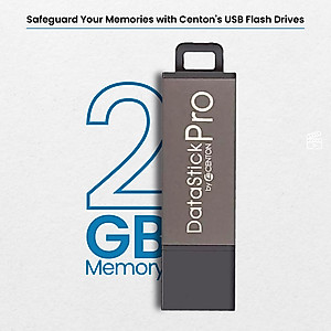 Centon Electronics DataStick Pro USB 2.0 Flash Drive, 2 GB, 5 USB Flash Drives, 5 Bulk Pack, Grey