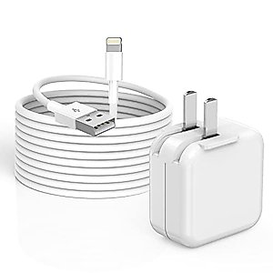 iPad Charger, [Apple MFi Certified] 10FT iPad Charger Cord, 12W iPad Charger Fast Charging Block Foldable Portable Travel Plug with Extra Long Lightning Cable Cord Compatible with iPad, iPhone, Airpod
