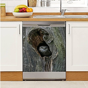 Dishwasher Magnet Cover Juvenile Burrowing owl Athene cunicularia a Hollow Tree Magnetic Refrigerator Stickers Decorative Appliance Cover Fridge Panels Metal Door Garage 23x26in