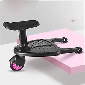 2019 New-Comfort Wheeled Board,Wheeled Buggy Board Comfort Wheeled Board with Adapter Stroller Ride On Board with Detachable Seat, Holds Children Up to 20kg (Pink)