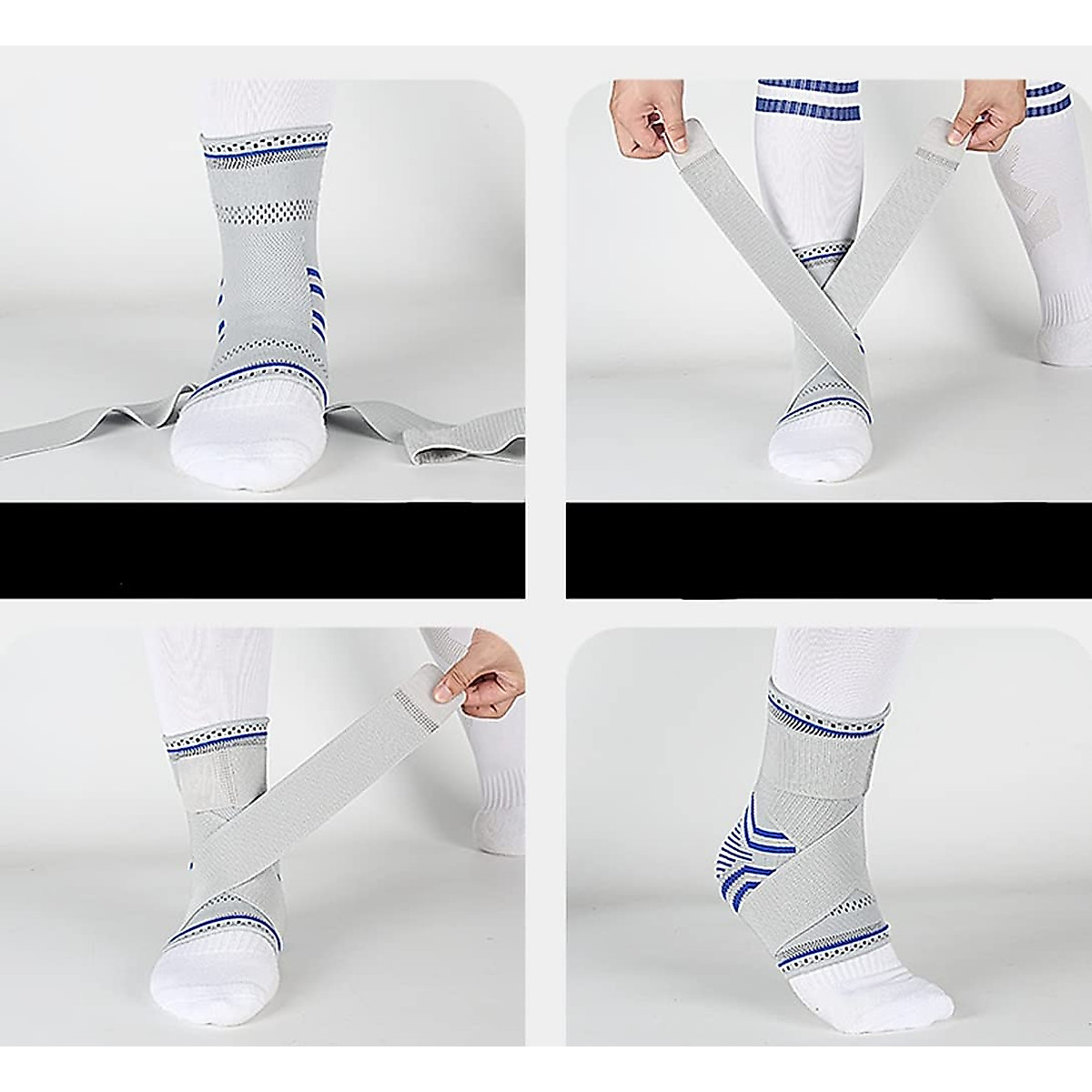 Nipogear Ankle Brace,A Pair Ankle Braces for men/women for Injury Recovery, Joint Pain and More.Ankle Support Brace,Achilles Tendon Support,Eases Swelling. (Grey,M)