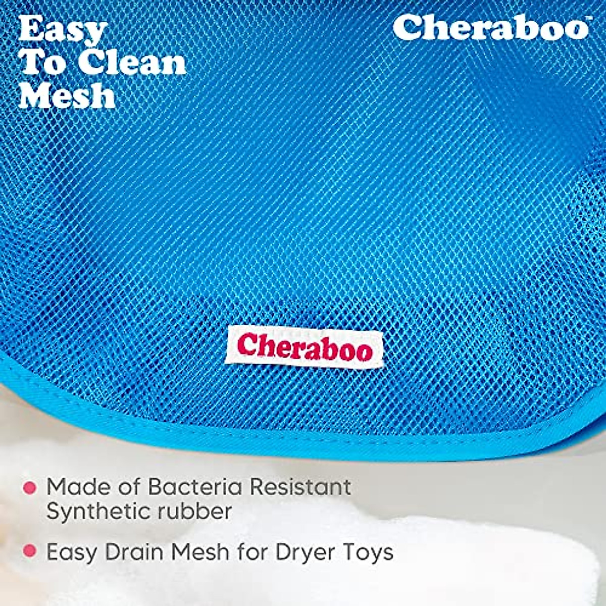 CHERABOO Bath Toy Storage Hurley Hippo Kids, Toddlers, Baby Bath Organizer | Tub, Bathtub, Bathroom Toy Holder | Quick dry net, two suction cups | Shower Caddy Mesh Basket (Blue)