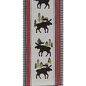 Cabin Lodge Themed Wilderness Kitchen Towels With Bear And Moose, 2 Piece Bundle
