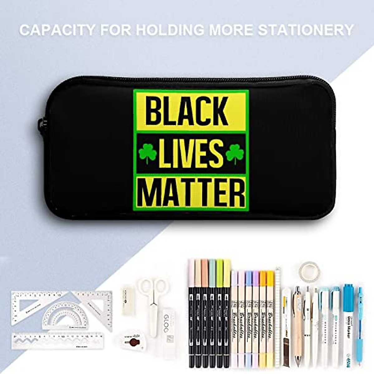 Black Lives Matter Pencil Case Stationery Pen Pouch Portable Makeup Storage Bag Organizer Gift