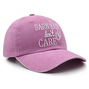 Chilltreads Barn Hair Don't Care Hat for Women, Adjustable Embroidered Baseball Cap for Horse Lover, Pink