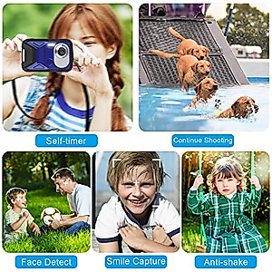 Waterproof Digital Camera,1080P 21MP HD Digital Camera with 2.8" LCD Screen,Rechargeable Point and Shoot Camera,Compact Portable Digital Camera for Kids Students,Teens,Beginner with 8X Digital Zoom