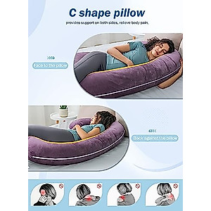 INSEN C-Shaped Pregnancy Pillow, Full Body Support for Sleeping and Nursing with Removable Cover