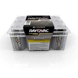 Rayovac Batteries ALD-12PPJ UltraPro Industrial Alkaline Battery, D Size, Standard, Black (Pack of 12)