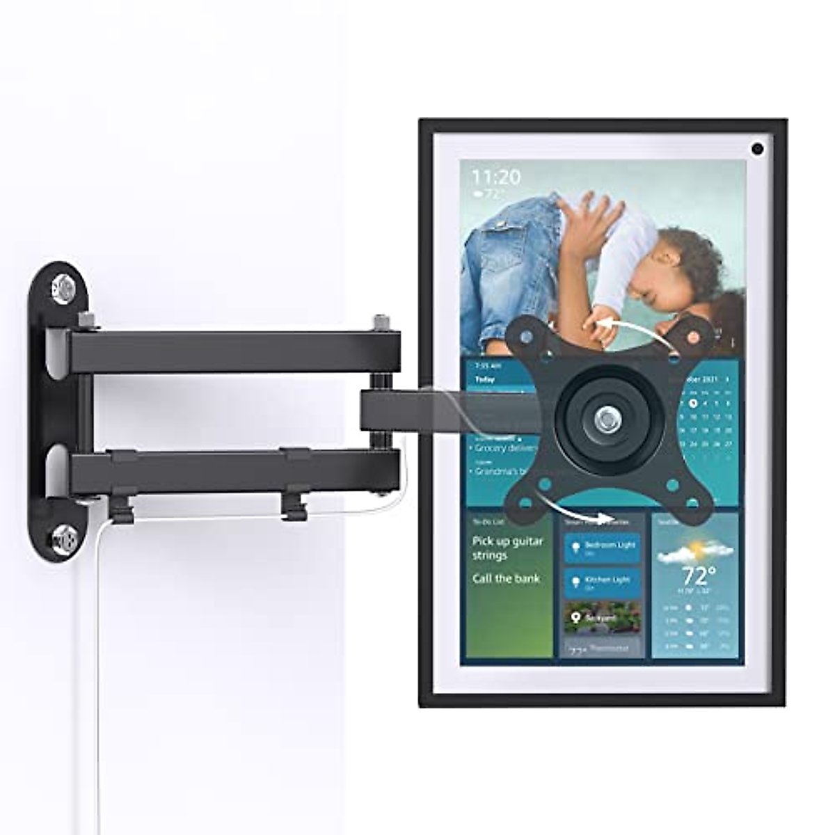 Mount for Echo Show 15, Letlar Wall Mount Bracket for Amazon Echo 15 and 15"-30" Monitor TVs, Rotation Tilt Swivel and Extend up to 16", Mounting Bracket with Heavy Duty Arm Holds up to 22lbs