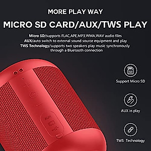 Bluetooth Speakers, Portable Wireless Speaker, Portable Waterproof Speaker with IPX6 Waterproof for iPhone, Samsung, 24H Playtime,Upgraded