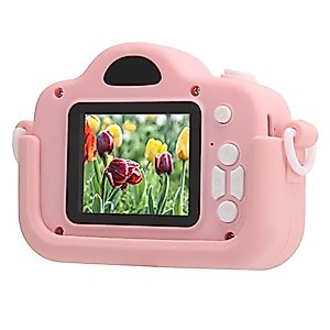 Binyalir Toddler Camera, Rounded Shape Design Music Play 15 Frames 1-4x 16 Filters Cartoon Digital Camera Friction Resistance for Taking Pictures Recording for Gift(Pink)
