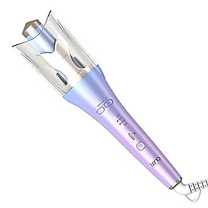 LENA Geniecurl Auto Hair Curler Ion Wrap Transparent Curling Wand with 1" Ceramic Ionic Barrel and Smart Anti-Stuck Sensor, Pro Styling Tool for Long and Medium Length Hair