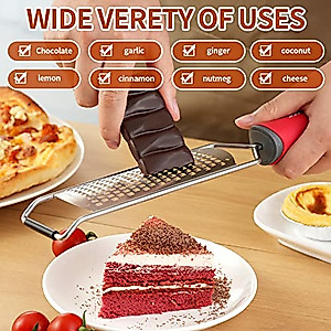 ALLTOP Lemon Zester Grater,Stainless Steel Wide Blade with Handle&Protective Cover for Cheese Citrus Ginger Garlic Nutmeg Chocolate Vegetables Fruits,Pro Kitchen Tool - Medium Fine Shred