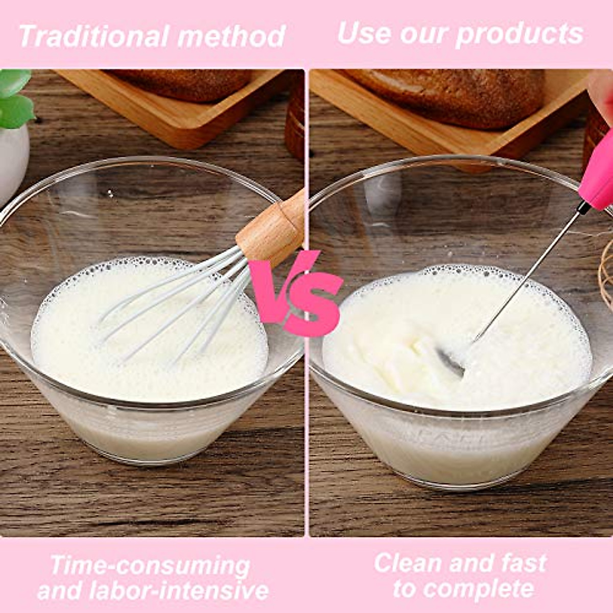 2 Pieces Hand-Held Electric Tumbler Stirrer, Electric Tumbler Mixer, Battery-Operated Epoxy Resin Stirrer, Hand-Held Coffee Frother Electric Tumbler Whisk for Coffee, Egg, Milk, Pink without Battery