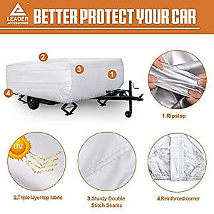Leader Accessories Pop up Folding Camper Cover 150D Diamond Fabric Fits RV Trailer (16' - 18')