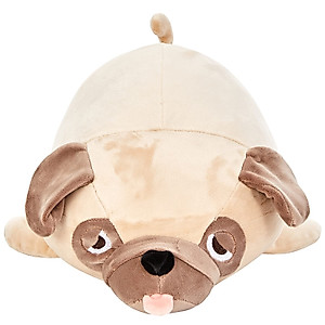Cute Plush Tired Brown Bulldog Toy, Soft Hugging Pillow for Kids