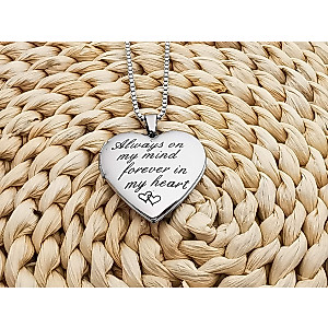 GOKING Always on My Mind Forever in My Heart Photo Locket That Holds Pictures Necklace Pendant for Women