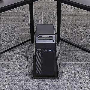 ENGERIO Reversible L Shaped Desk Computer Table with Storage Shelves, Home Office Desk Corner Desk Modern Simple Writing Study Table Gaming Table Workstation with CPU Power Tray Stand (Black)