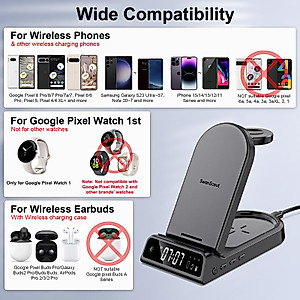 SwanScout Wireless Charging Station for Google Pixel Watch 1 (Not for Google Pixel Watch 2), SwanScout 702G, Fodable Wireless Charger for Google Pixel 8 Pro/8a/8/Fold/7A/7 Pro/7/6/6Pro, Pixel Buds Pro