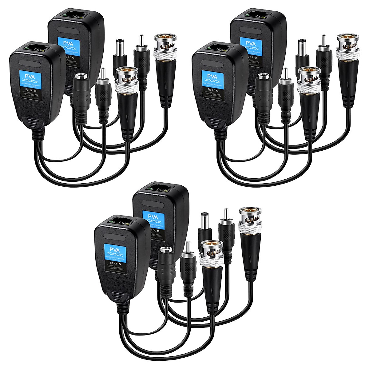 Passive Video Balun Connector 8 Pairs Passive Video Power Balun Audio 960P/1080P/2MP BNC to RJ45 Network Transceiver Cat5e/Cat6 Adapter AHD/TVI/CVI/CVBS for Full HD Surveillance Camera System Balun83