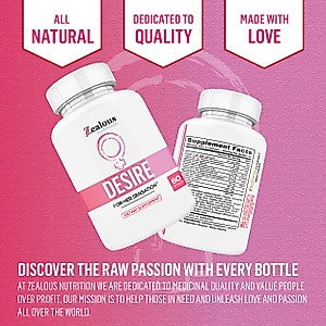 Zealous Nutrition Desire Female Enhancement Pills – 5X Natural Mood Booster for Women - Increase Energy, Vitality, PMS and Menopause Relief - Epimedium, Dong Quai, Ginseng, Ashwagandha (2 Pack)