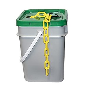 Mr. Chain Plastic Barrier Chain Pail, Yellow, 1.5-Inch Link Diameter, 300-Foot Length (30002-P)