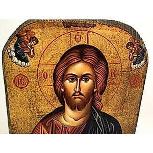 Handmade Wooden Greek Christian Orthodox Mount Athos Icon of Jesus Christ /Mp2_5