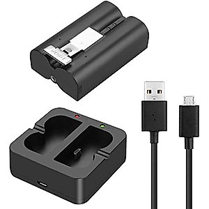 Charging Station and 1 Packs Rechargeable 3.65V Lithium-Ion Battery Battery That is Compatible with Ring, for Video Doorbell 2/3 and Spotlight Cam Battery 6400mAh （ 2023 Stronger Compatibility）