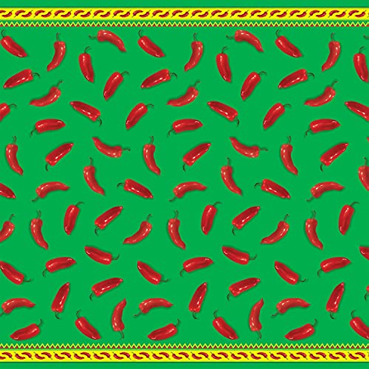 Beistle Plastic Chili Pepper Tablecover For Rectangle Tables, Cinco De Mayo Table Cloth Fiesta Party Supplies, Green/Red/Yellow