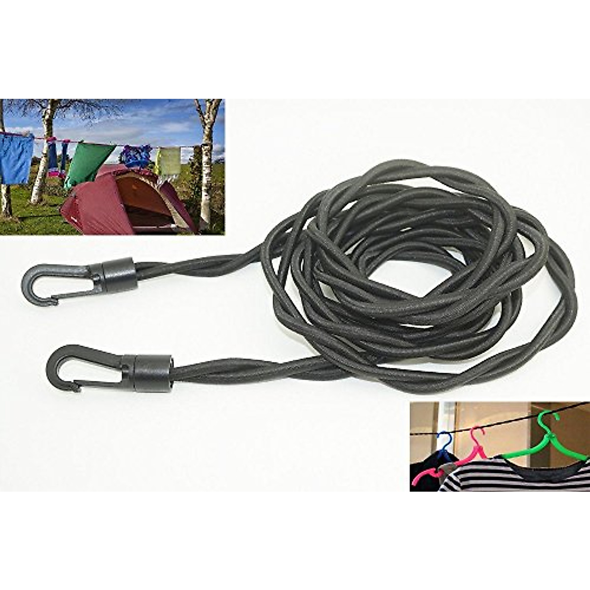 Travel Clothesline Multifunctional Elastic Cord Compact Bungee Clothesline Travel Bungee Clothesline Travel Laundry Clothesline Kit with Two Twist Ties for Campers Boaters Hikers Travelers