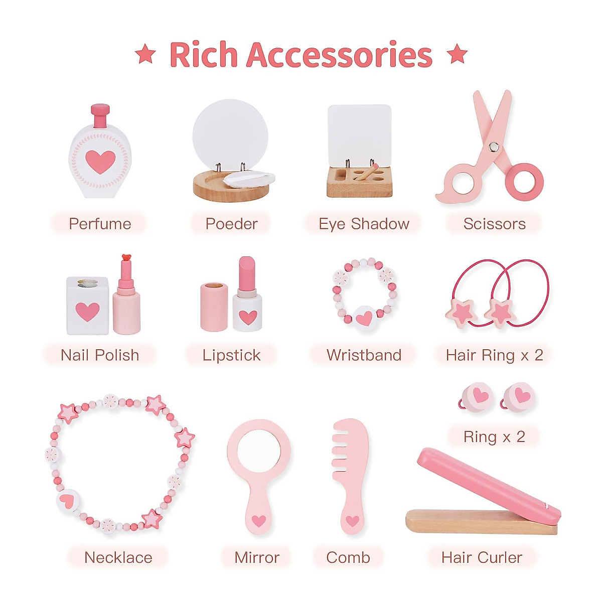 OOOK Kids Vanity Set, Girls Makeup Vanity Table and Chair Set, Premium Toddler Vanity Set with Detachable Tri-fold Mirror, Stool and Large Storage Drawer.