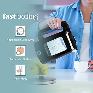 NELO Electric Kettle with Keep Warm Function, Sleek Glass Window Double Wall Design, LED Indicator Lights, Black Tea Kettle & Hot Water Boiler with Auto Shut-Off, 360° Base, BPA-Free, 1.7 Liters