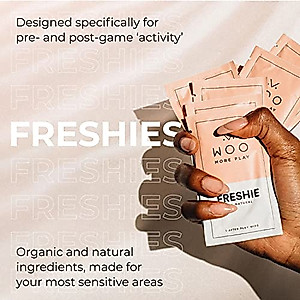 Woo More Play Freshies: All-Natural Feminine Intimacy Towelette Wipes with Coconut Water and Aloe Vera, Promotes Feminine Health & Helps Alleviate Irritation - Vegan and Cruelty Free, 20ct