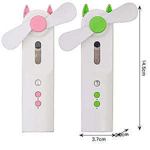 Foviza Portable Misting Fan Desk Handheld Fan 2 in 1 Small Mister Rechargeable Fan 2 Speeds Water Spray Travel Personal Fan for Kids Women Men Home Office Outdoor