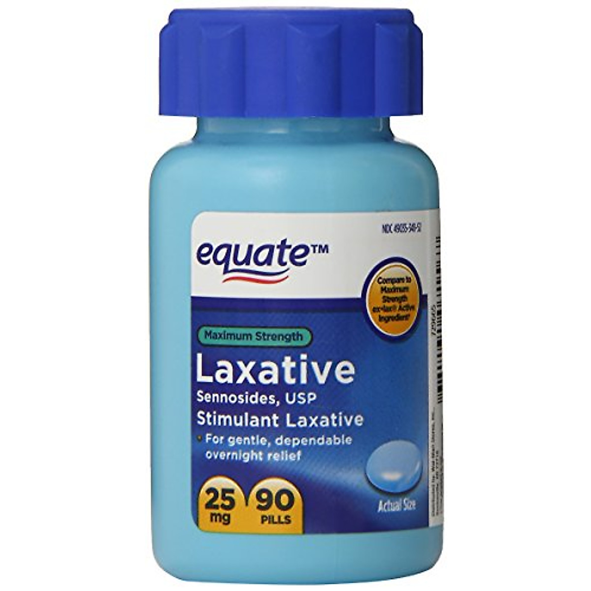 Equate Maximum Strength Laxative, Sennosides Stimulant Laxative, 25mg, 90ct, By Equate, Compare to Maximum Strength Ex-Lax