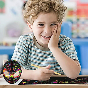 BESTING Scratch Art Notebooks 3 Pack 10.2 x 7.5 inches Rainbow Magic Scratch Off Paper Set Drawing Arts Crafts Black Scratch Books for Kids' Birthday Gifts Party Favors Christmas Presents (PRB330)