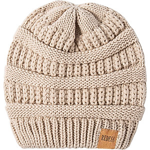 REDESS Slouchy Beanie Hat for Women Winter Warm Chunky Soft Oversized Cable Knit Cap