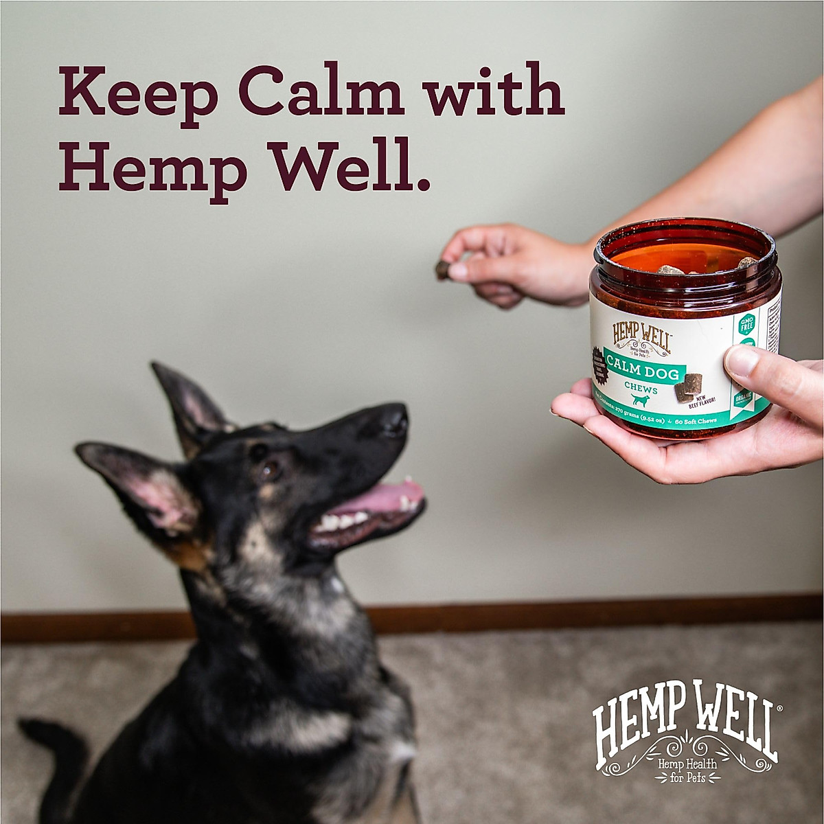 Hemp Well Calm Dog Soft Chews: Organic, Melatonin and Hemp Infused Calming Chews for Dogs with Anxiety, Separation Anxiety Relief and Stress Relief - 1 Pack Chews