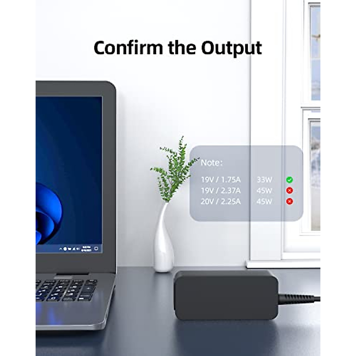 Charger for Asus Chromebook C202S C202SA C202 C202SA-YS02 C202SA-YS01 (Not Fit for 40W C202SA-YS04) Laptop, (UL Certified Safety), Round Connector, 33W