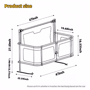 PANBAYI Bedside Crib - 3 in 1 Baby Bassinet, Portable Crib and Bed Rail for Co-Sleeping Babies. Bed Side Lifting Fence with Adjustable Height，Easy to Assemble,Bed Rail for Toddlers