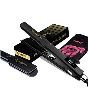 Wavy POP PRO 2 in 1 Titanium Flat Iron Hair Straightener & Curling Wand 1.75" | Professional Straightening Hair Iron with Ceramic MCH Fast Heat, Auto Shut Off | Dual Voltage with Travel Bag