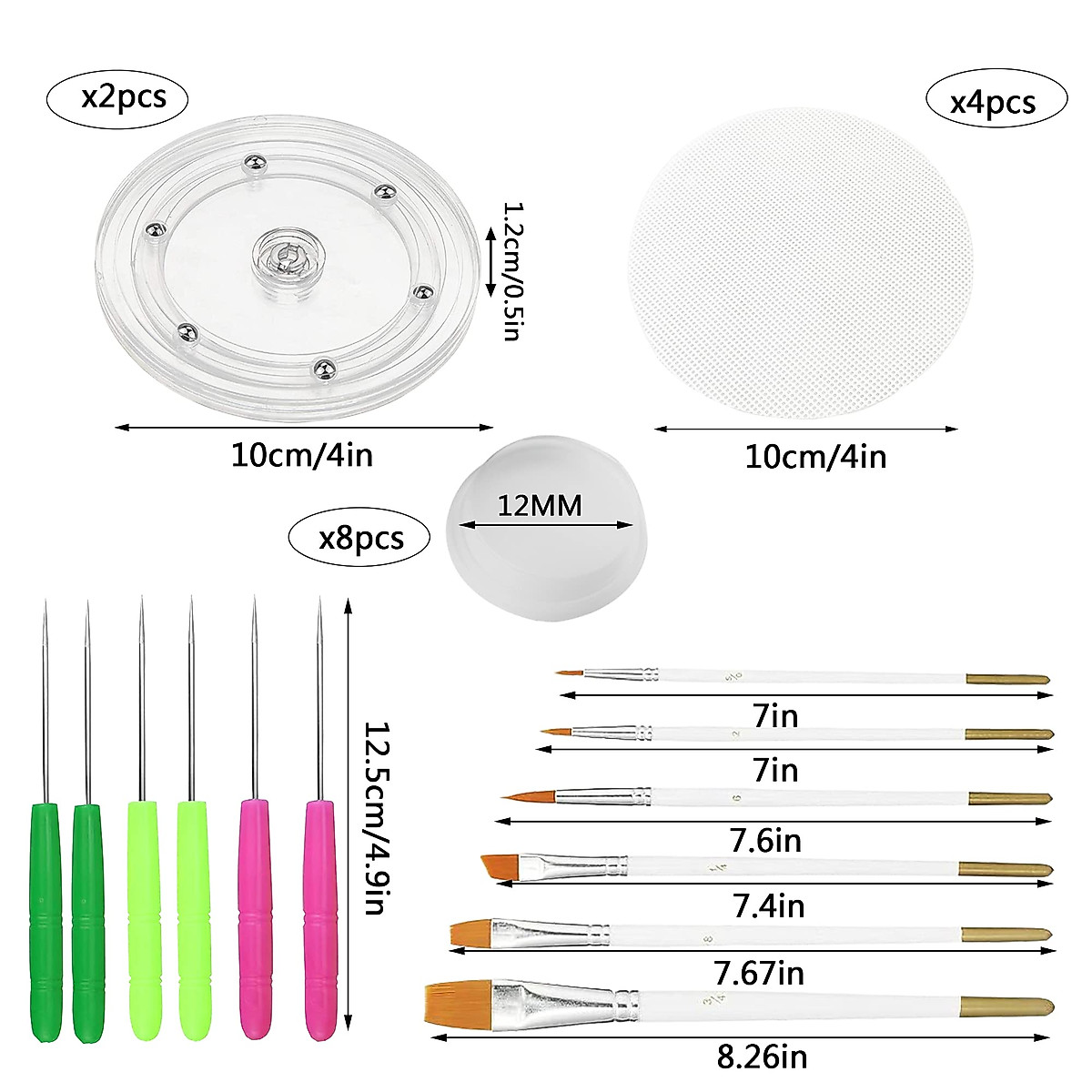 Cookie Decorating Kit Supplies Including 2 Acrylic Cookie Turntable 6 Cookie Scribe Needle 4 Silicone Mesh Mats 6 Cookie Decoration Brushes 8 Rubber Feet Bumpers (Style 1 26 PCS)