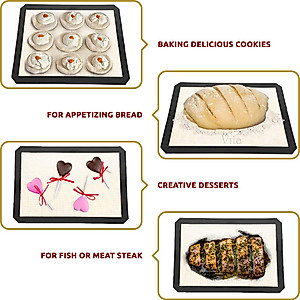 Vila 2 Pack Baking Mats, 12” x 17”, Tray Pan Liner for Healthy Dishes, Reusable Non-Stick Cookie Sheets, Perfect for Macarons, Dog, Cat, Parrot Treats, Pastry, Bread, Bun making