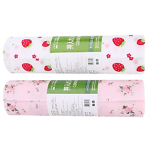 DOITOOL 2 Rolls Waterproof Shelf Liners Kitchen Drawer Mats Anti- Oil Rose Strawberry Printed Cupboard Pad Refrigerator Liners Table Place Mat for Kitchen Cabinet