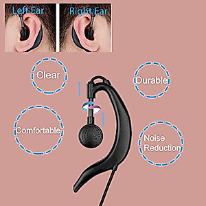 Retevis RT21 Two Way Radio Earpiece with Mic, Big PTT, Compatible RT22 RT21 H-777 RT68 RT22S H-777S RT19 pxton Walkie Talkie, G-Type Soft Earhook Walkie Talkie Earpiece 2 Pin(5 Pack)