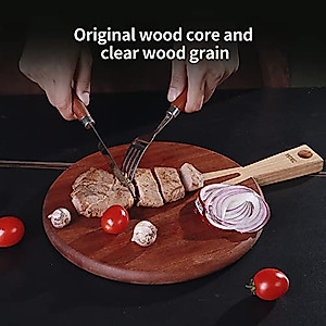 YSTKC Sapele Wood Cutting Board for Kitchen,Solid Wooden Charcuterie Board with Handle,13" Chopping Board,Serving Borad for Cutting Steak,Cheese,Fruits and Vegetable