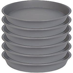 Angde 6 Packs of Plant Saucer Tray 6 inch, 4 5 6 8 10 12 14 16 18 20 inch Heavy Duty Plastic Drip Trays Saucers for Indoors Outdoor Garden, Flower Pot Drainage Tray, Plate for Planter 5-7" (6", Gray)