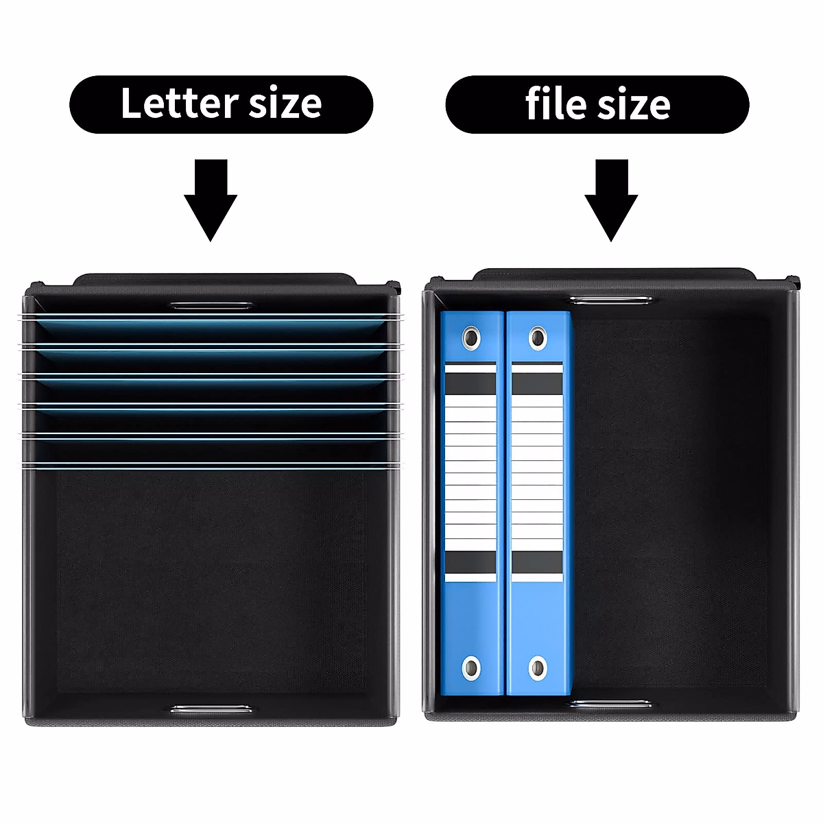 Huolewa Upgraded Portable File Organizer Box, Large Linen Hanging Office Document Storage Box with Lid - Black, Collapsible Filing & Storage Boxes for Office/Decor/Home - 14.9 x 12.59 x 10.8 inch