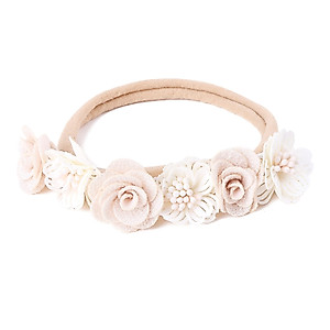 cherrboll 3pcs Baby Girl Headbands Flowers, Super Soft & Stretchy Nylon Floral Hairbands for Newborn Toddler