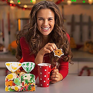 VEYLIN 120Pcs Christmas Cellophane Goody Bags, Xmas Cello candy Bags with Ties for Holiday Party Favors